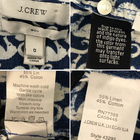 J. Crew | Tops | Jcrew Boy Fit Seahorse Linen Cotton Button Shirt ...